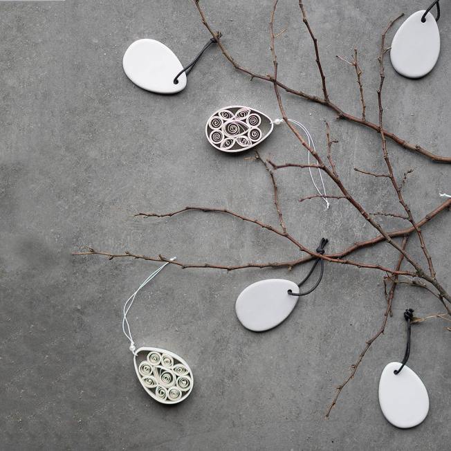 Ornament Ei "Paper Egg" weiss